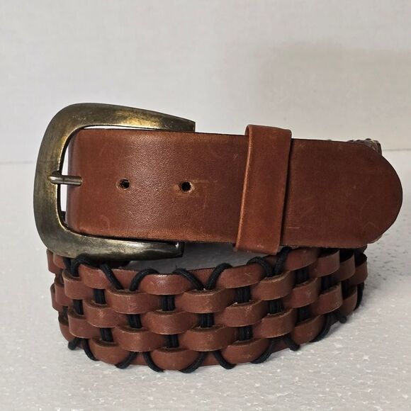 Accessories | Braided Brown Leather With Black Intertwined Accent Belt ...